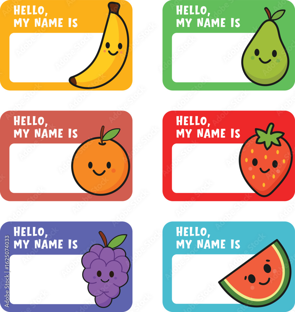 Cute Fruit Name Tag Sticker Set for Kids – Kawaii School Labels ...
