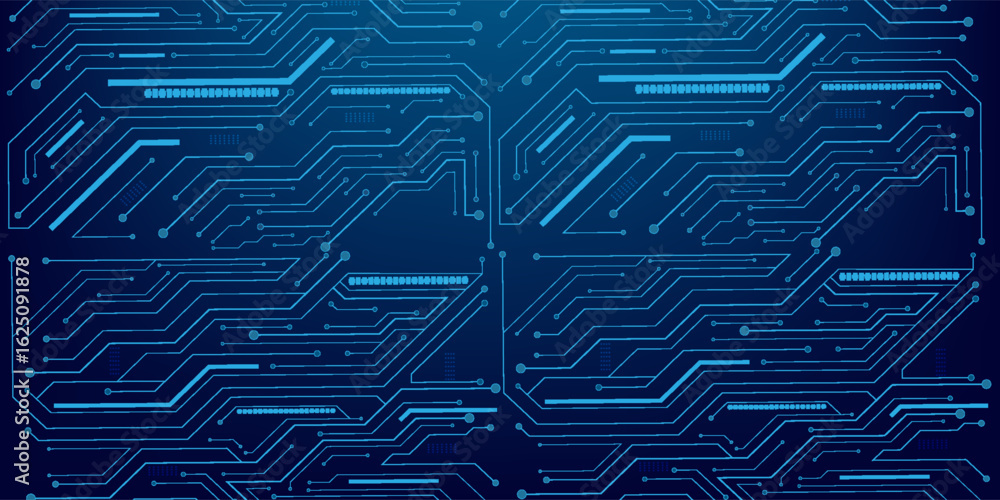 Abstract AI circuit board background. Technology connected blue lines ...