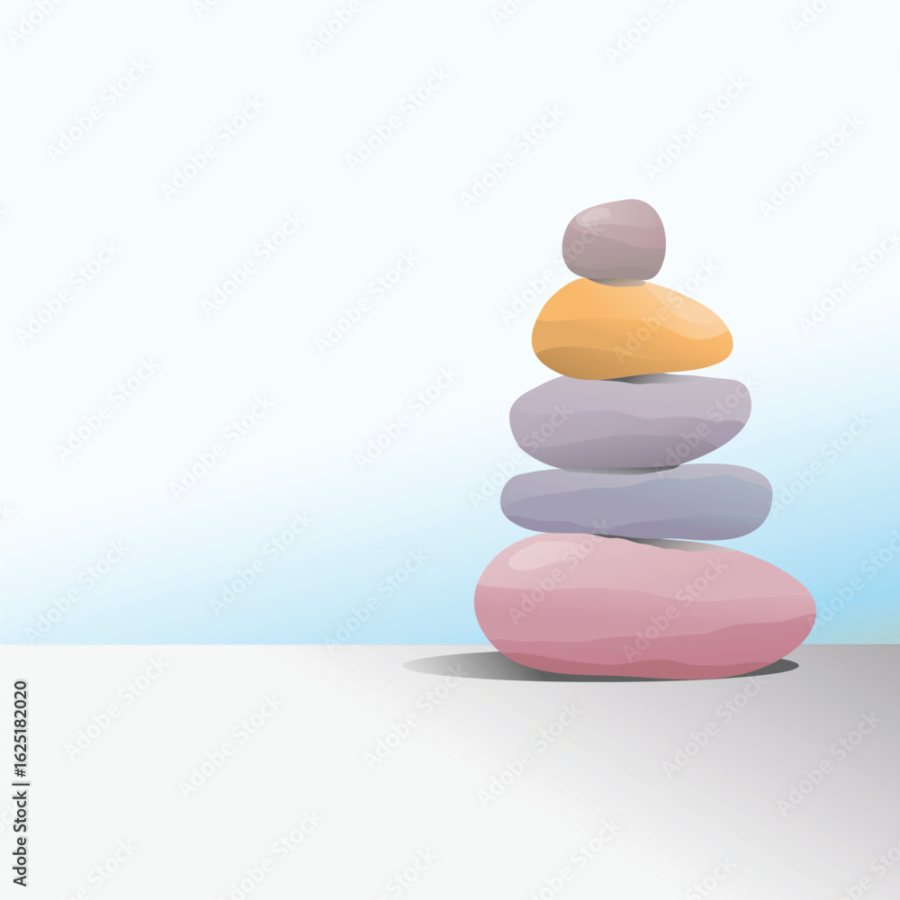 Stack of colorful balancing zen stones, a stack of five colorful ...