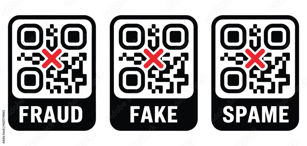 Spam and Fake QR Code Phishing Vector Illustration – Social Engineering ...