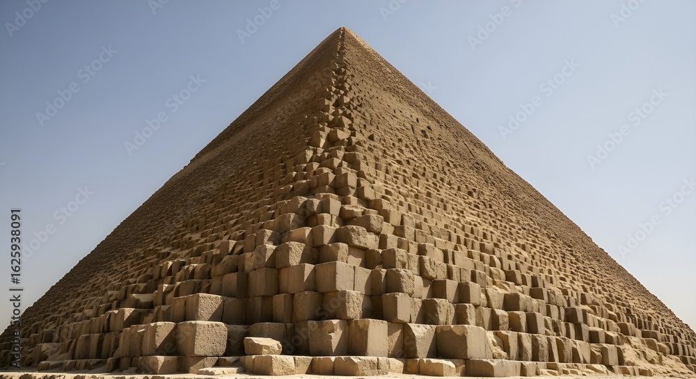 Close-up of the Great Pyramid of Giza, showing its textured surface and ...