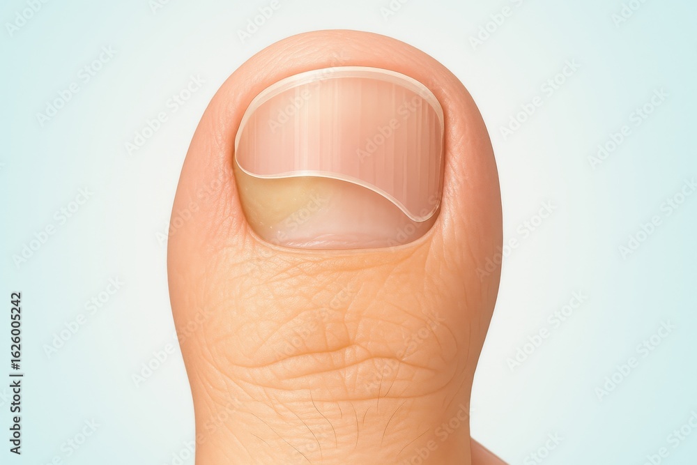 Frontal-medial big toe anatomy with lateral nail edge lifted from nail ...