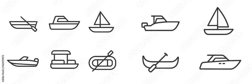 Стоковий вектор Various types of boats and watercraft designs ...