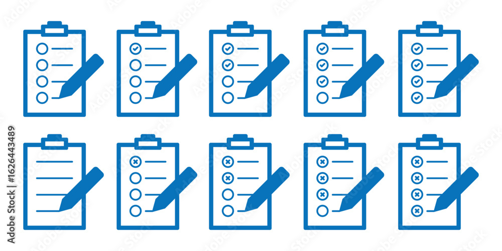 Vektor Blue Checklist clipboard icons. Minimal checklist icons for apps ...
