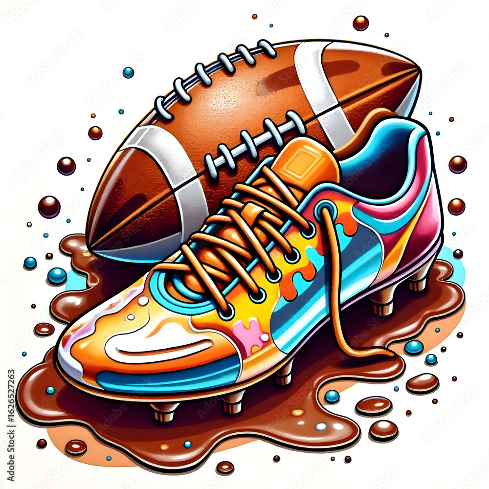 Vibrant football cleats bursting with color alongside a classic ...