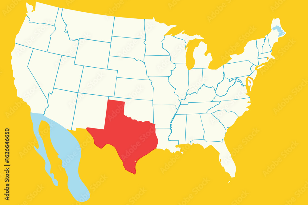 Map of southeast usa country map Texas Highlighted on United States Map ...