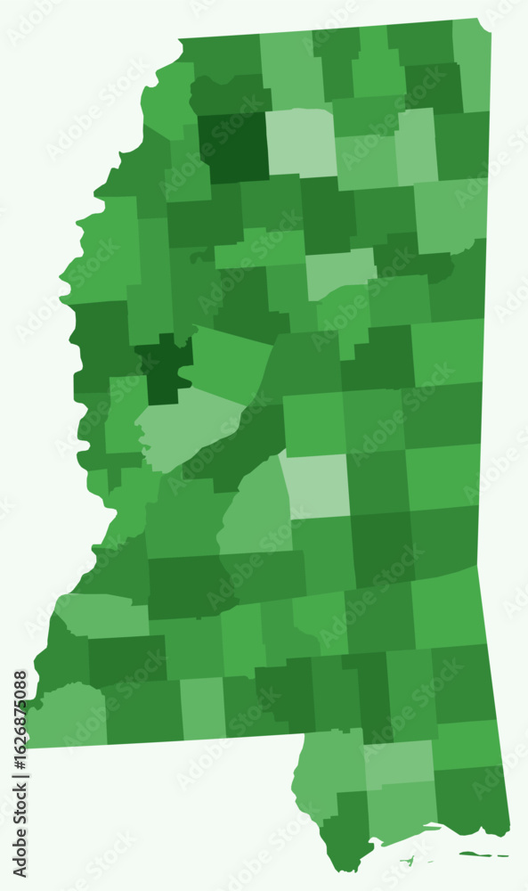 Map of Mississippi with counties. Just a simple state border map with ...