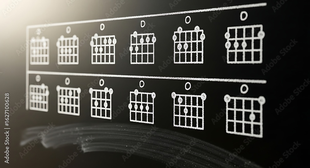 Chalkboard Guitar Chords: An Educational Visual Representation of ...