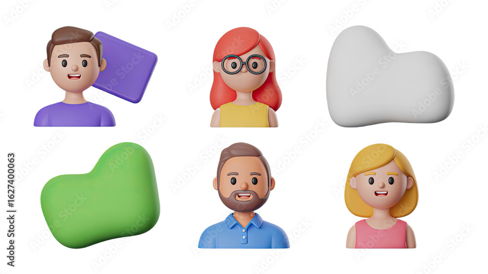 Diverse 3D characters representing teamwork, ideas, and collaboration ...