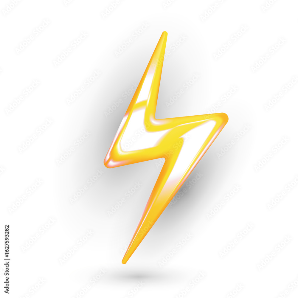 Outlined Lightning Bolt in Yellow Chrome for High-Contrast UI and App ...