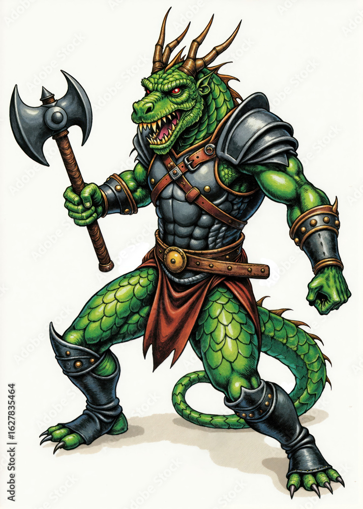 Stock-Illustration „Old school fantasy RPG illustration of a dragonborn ...