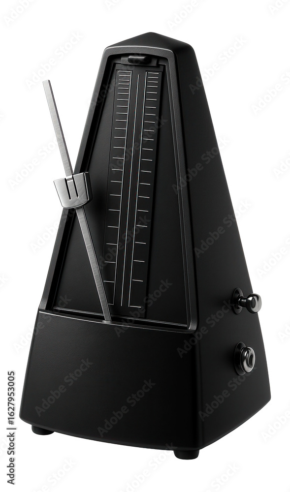 Classic black mechanical metronome for musical tempo regulation with a ...