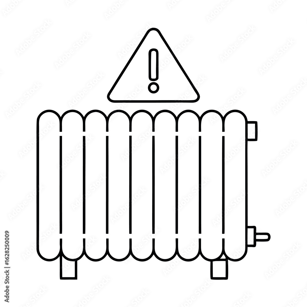 Heater Overheat Alert Icon Warning Symbol for HVAC Systems and ...