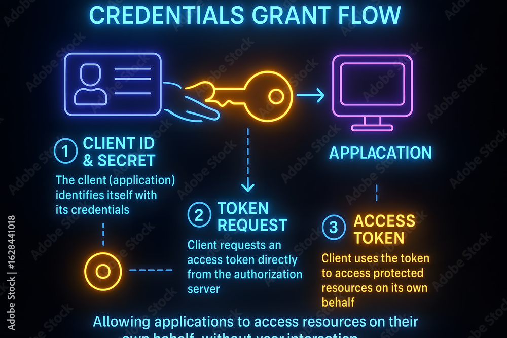 OAuth 2.0 Authorization Grant Flow Diagram for API Security Stock Photo ...
