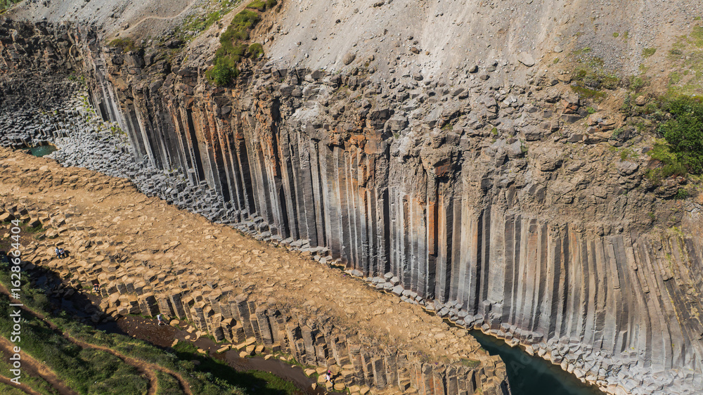 Basalt Column Formations of Studlagil Canyon in Iceland Stock Photo ...