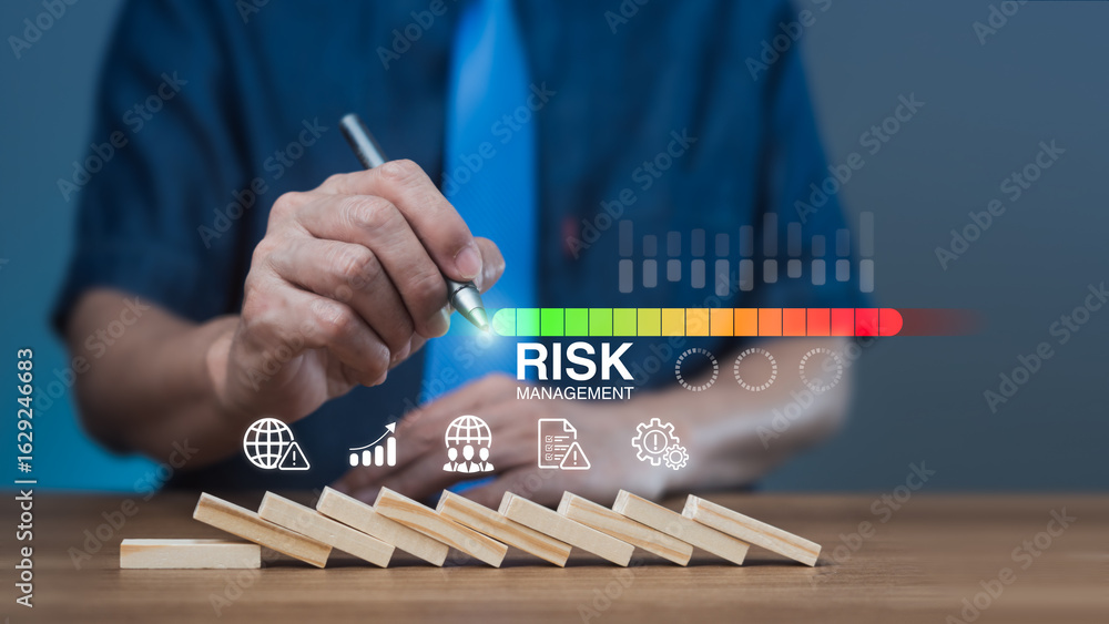 Risk assessment and data-driven decision concept with businessman ...