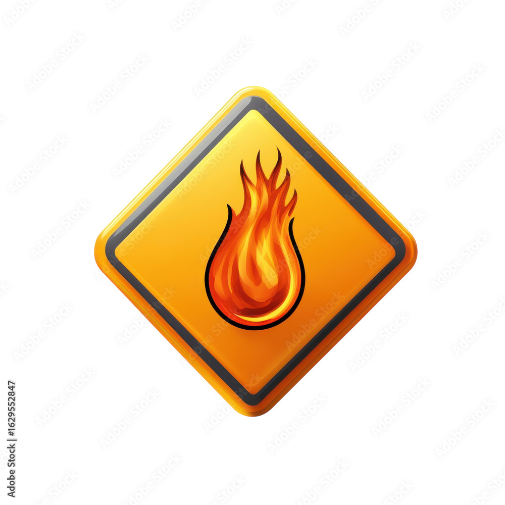 Flammable Material Warning Sign, Cautionary Symbol for Hazardous ...