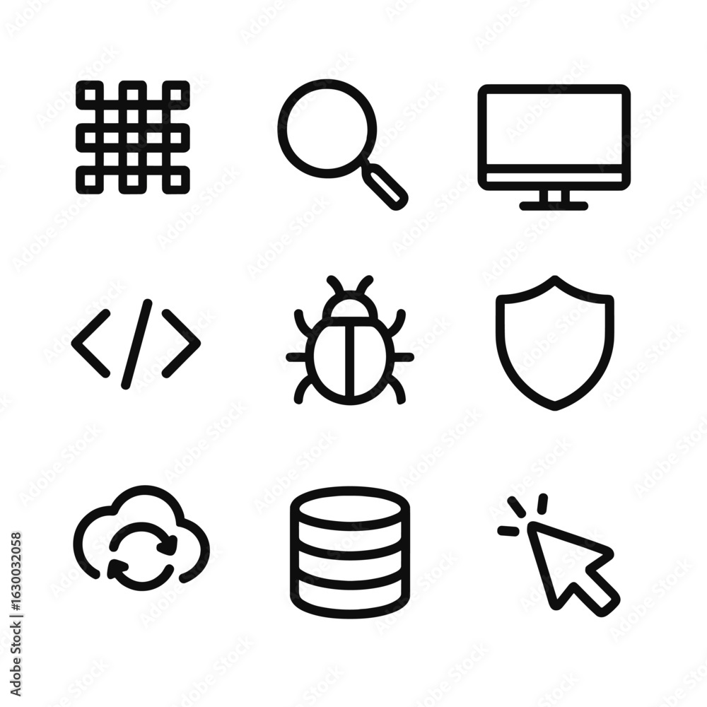 Digital Accuracy Icons. Outline icon set of digital accuracy: pixel ...
