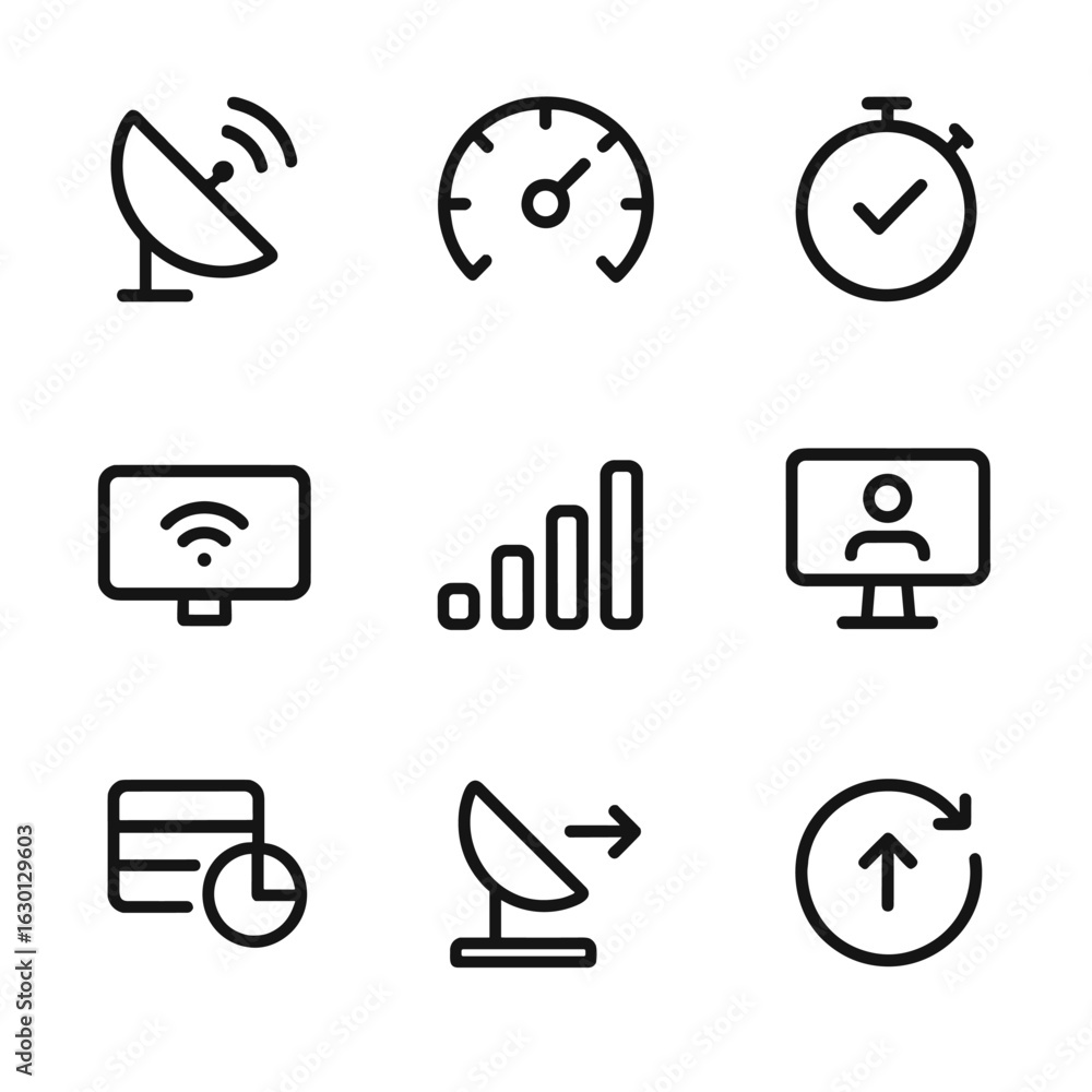 Praca wektorowa bez tantiem: Starlink Interface Icons. Outline icon set ...