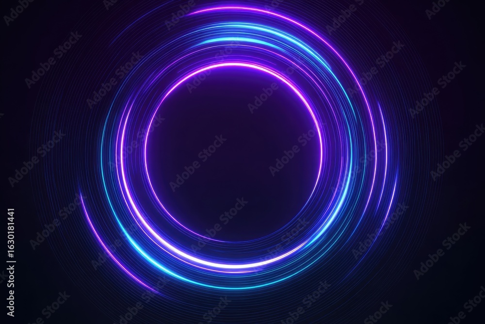 Radial abstract neon background. Laser neon lines move in a circle ...