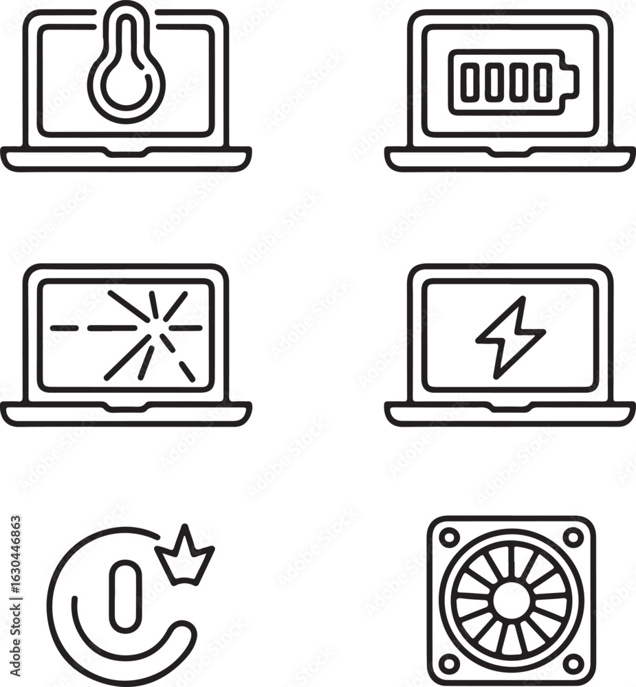Image vectorielle Stock Laptop Maintenance and Troubleshooting Icons ...