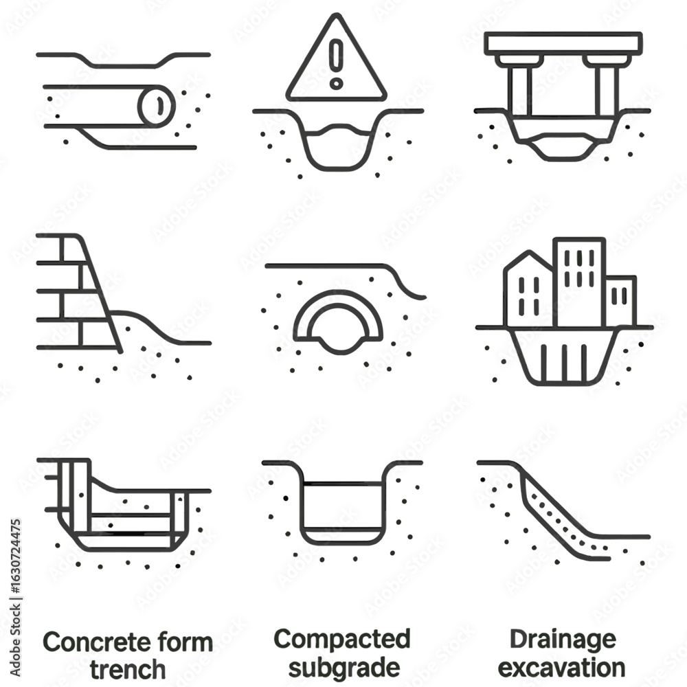 Civil Engineering Icons. Line style icons of civil engineering ...