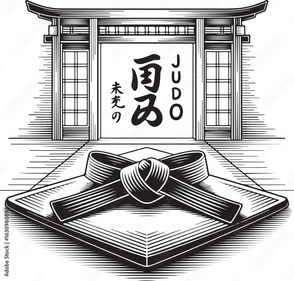 Stock-Vektorgrafik „Tatami Mat, Dojo Gate, Japanese Calligraphy, Judo ...