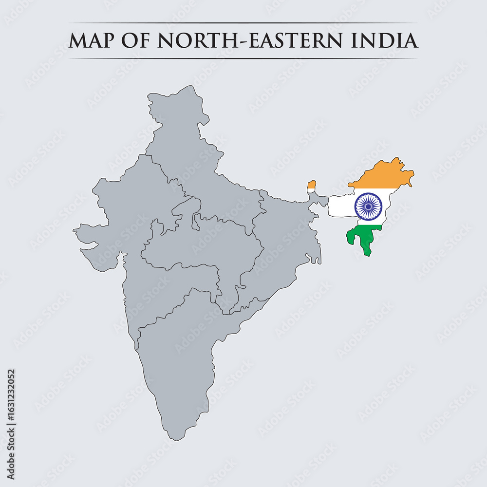 Image vectorielle Stock Map of north eastern India with detailed ...