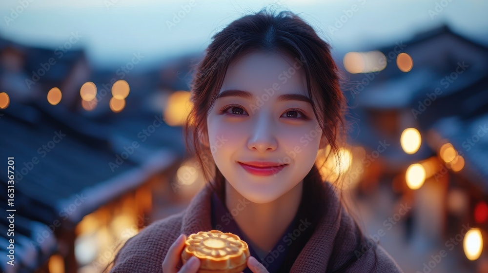 Young woman in Chuseok Day Food,Various Rice Cake, Korean Traditional ...