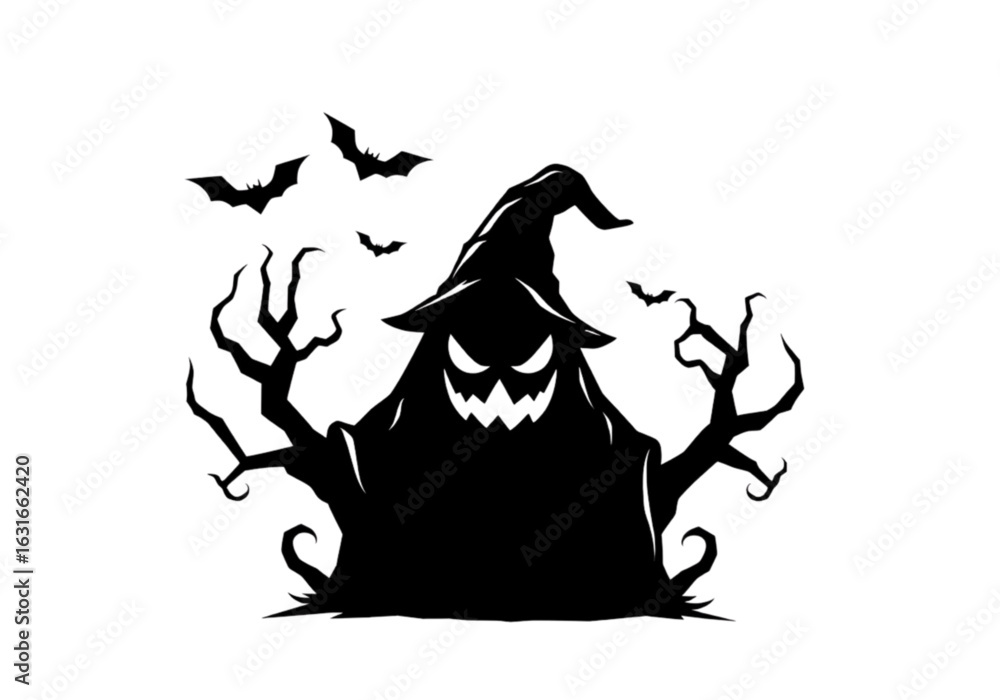 Spooky Halloween Day Vector: A Chilling Silhouette Illustration of a ...