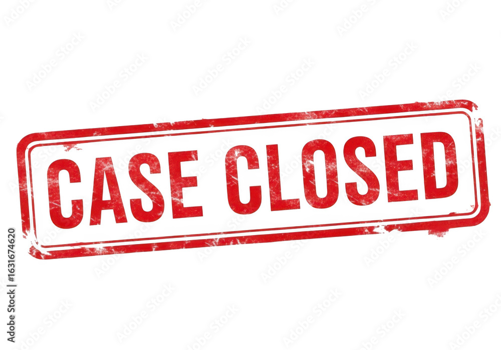 Red and black case closed stamp isolated on transparent background ...