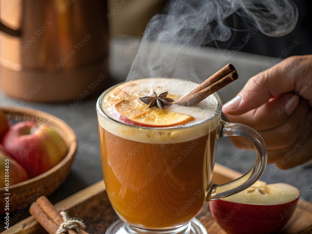 Cup of a hot apple cider with cinnamon Stock Photo | Adobe Stock