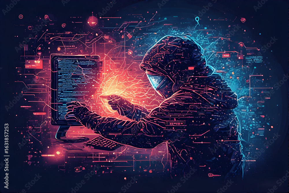 Ilustración de Stock Cybersecurity and data protection, hacker ...