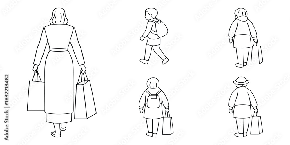 Stock-Vektorgrafik „CAD Drawing. People Back View Line Art Vector ...