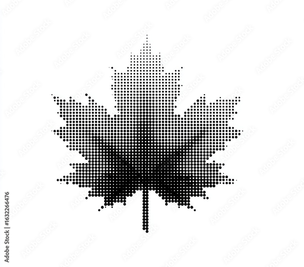 Dotted maple leaf graphic. A stylized maple leaf is depicted using a ...