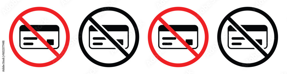 Image vectorielle Stock No Credit Card Allowed Icon Set – Vector ...