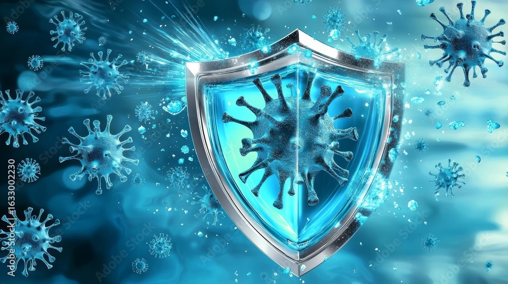 Artistic representation of a barrier designed to ward off viruses and ...