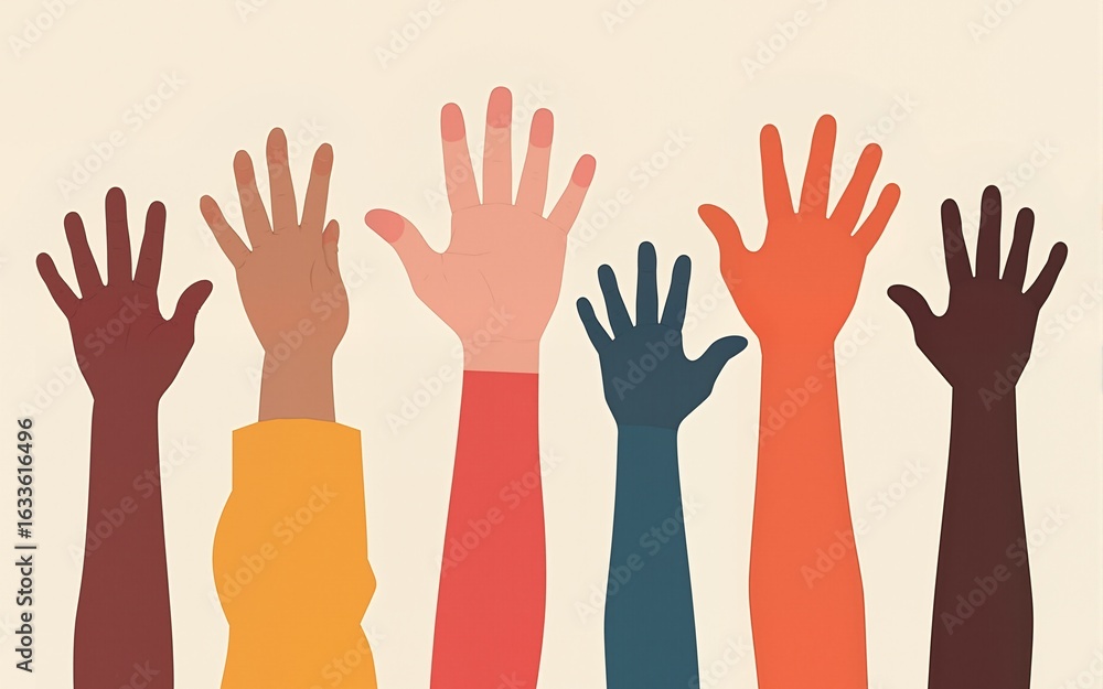 Celebrate international left handers day with diverse hands raised in ...