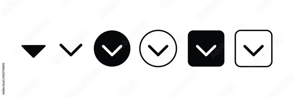 Set of Website dropdown arrow icon collection. Dropdown arrow symbol ...