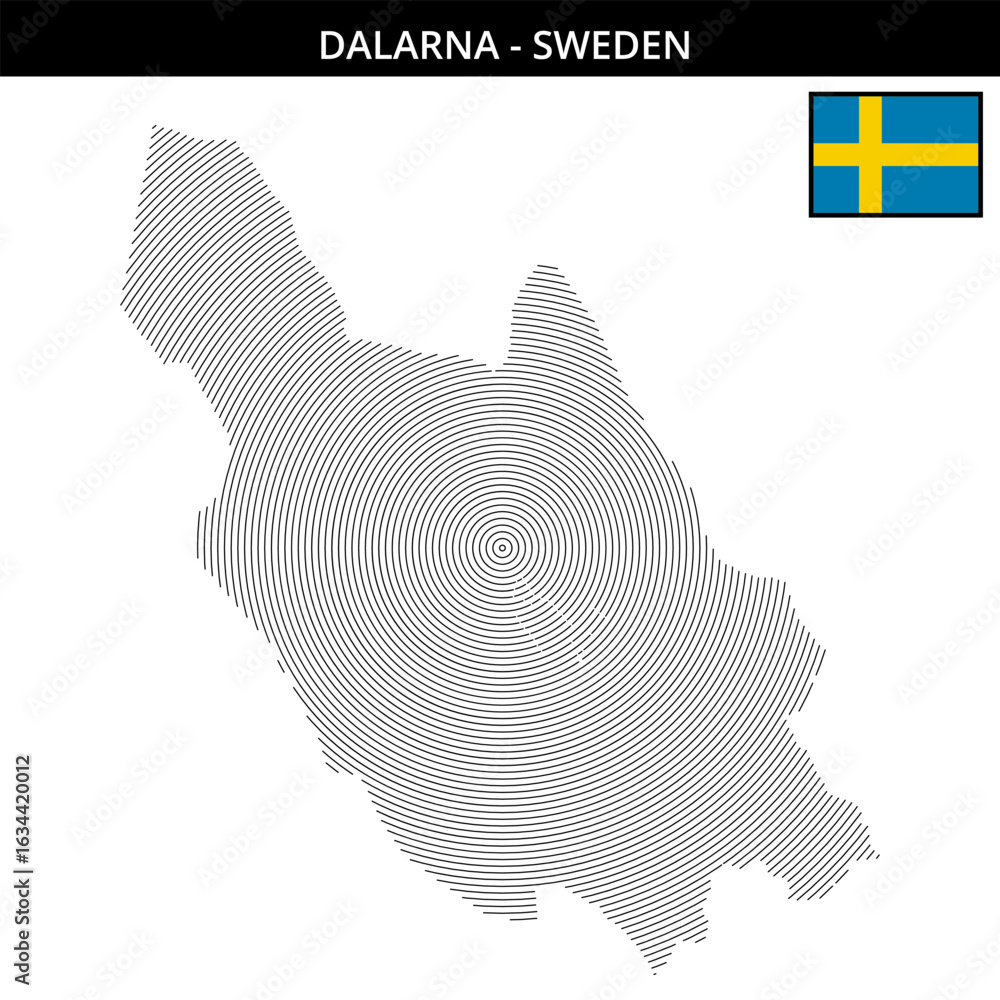 Dalarna Sweden with its iconic map and flag representation Stock Vector ...