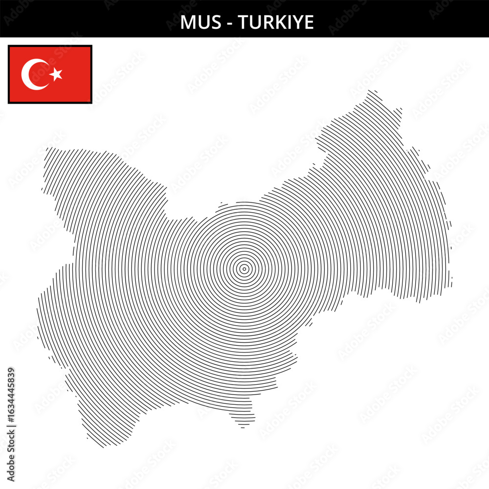 Maps showcasing Mus Turkey with its national flag representation Stock ...
