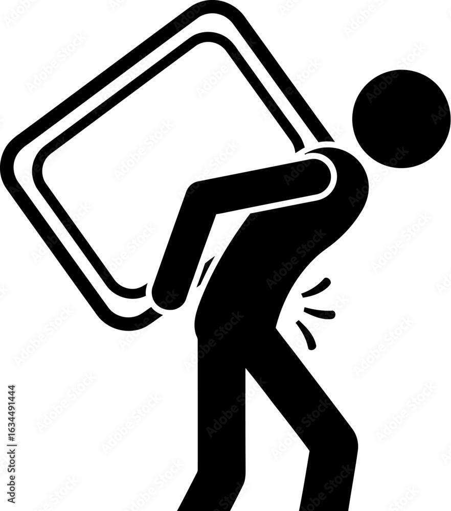 Back pain from lifting heavy object injury and health issue Stock ...