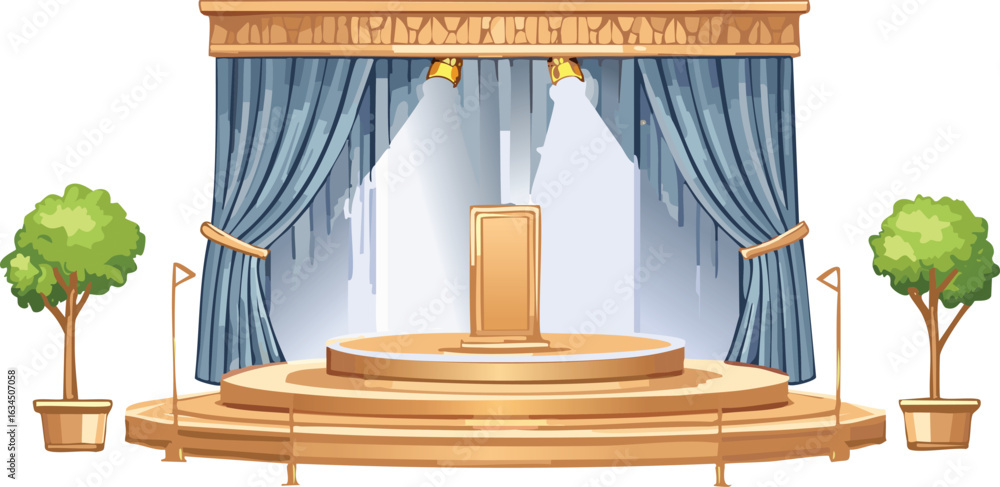 School Assembly Stage with Podium and Spotlight Stock Vector | Adobe Stock
