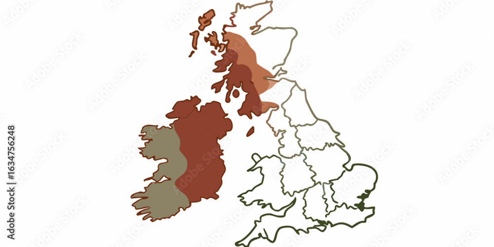 เวกเตอร์ Stock Map of ireland and great britain showing territories and ...