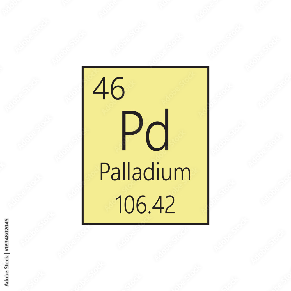 Pd Palladium Transition metal Chemical Element Periodic Table. Simple ...