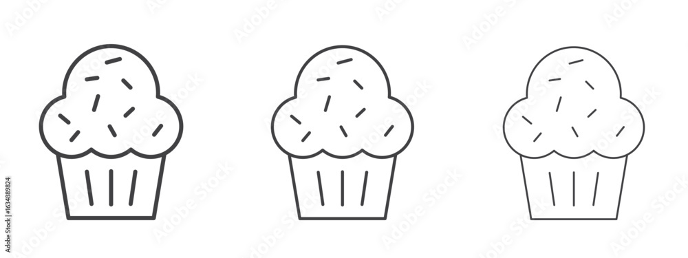 Muffin icon in line art doodle style. Editable stroke outline sign, eps ...
