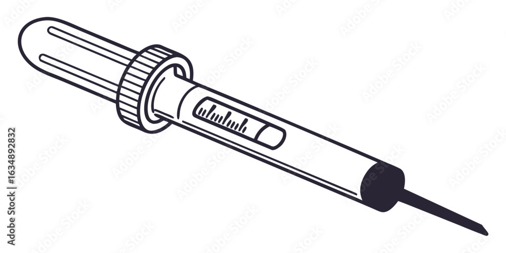 Clean line art illustration of a medical nasal swab used for diagnostic ...