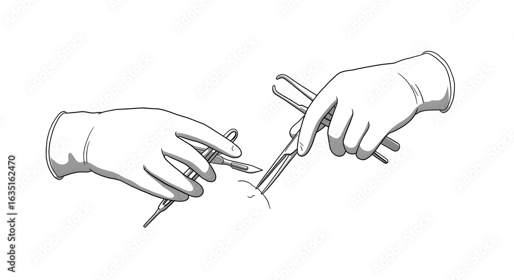 Stock-Illustration „Surgical Procedure Illustration: Gloved Hands ...