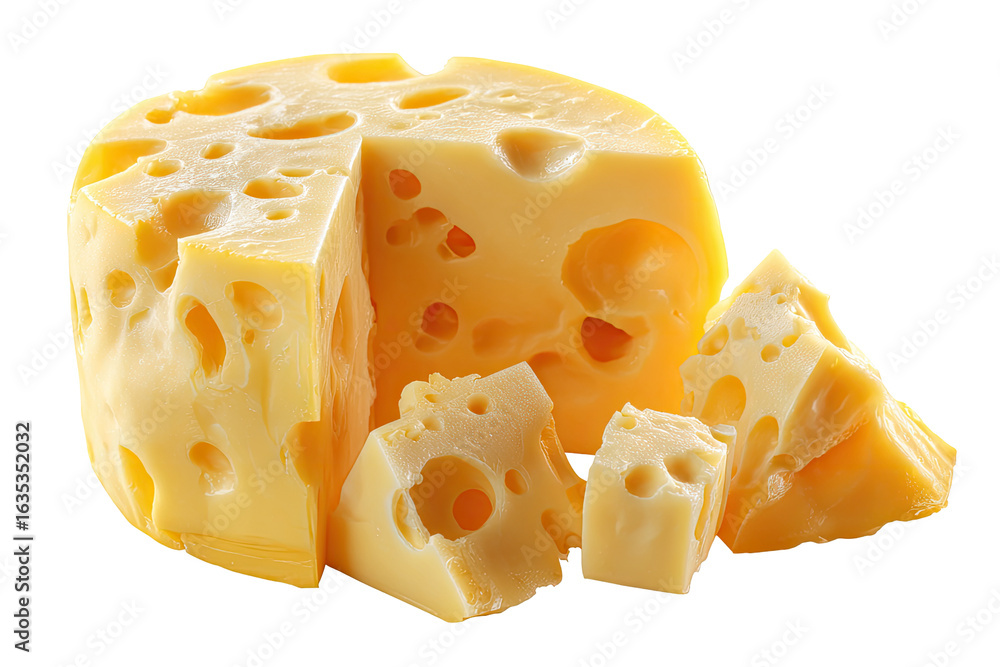 Round cheese wheel, sliced and sectioned Stock Photo | Adobe Stock