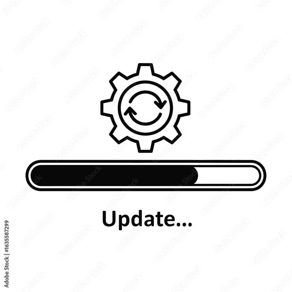 System software update process concept, illustrated with a nearly complete loading progress bar ...